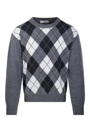 DUNST Argyle-pattern Sweater - Grey