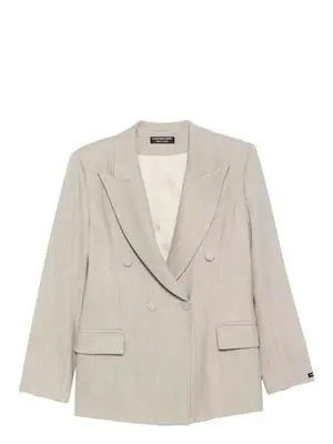 ALESSANDRO LEGORA Pinstriped Double-breasted Suit - Neutrals