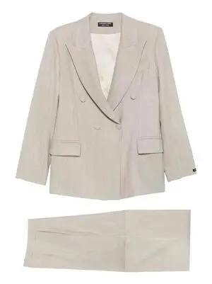 ALESSANDRO LEGORA Pinstriped Double-breasted Suit - Neutrals
