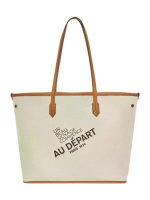 AU DEPART Monogram-print Reversible Tote Bag - Brown