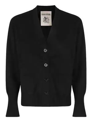 SEMICOUTURE Esther V-neck Patch-pocket Cardigan - Black