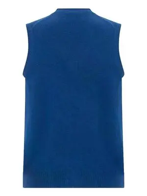 Fedeli Cashmere V-neck Sleeveless Cardigan - Blue