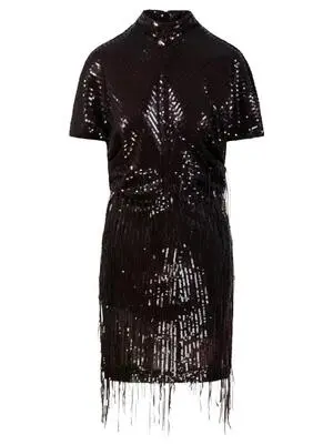 Federica Tosi Sequin-embellished Fringed Mini Dress Brown