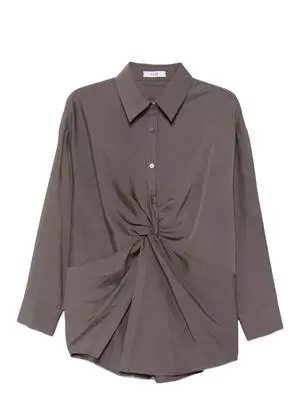 ELEH Knot-detail Long-sleeve Shirt - Grey
