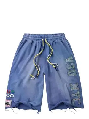 VALE FOREVER Logo-patch Crystal-embellished Track Shorts - Blue