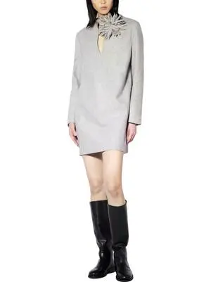 Liviana Conti Lizzie Floral-applique Mini Dress - Grey