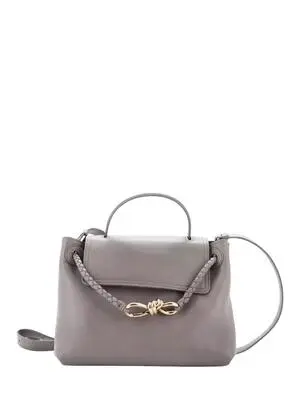 Bottega Veneta Ciao Ciao Top Handle Bag Leather With Intrecciato Detail Small Satchel - Grey