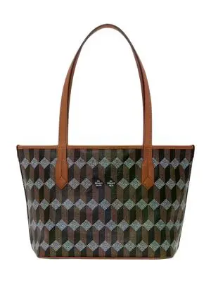 AU DEPART Mini Geometric-pattern Leather-trim Tote Bag