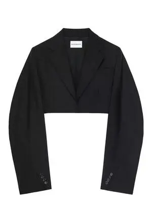 Givenchy Cropped Cocoon Jacket In Wool And Mohair - Black