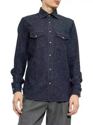 Eleventy Western Denim Shirt - Blue