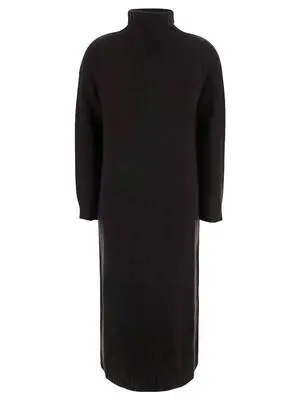 Max Mara Fragore Roll-neck Knitted Midi Dress - Brown