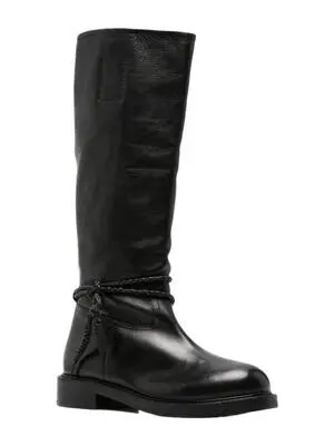 ZOLFO Braided-strap Leather Boots - Black