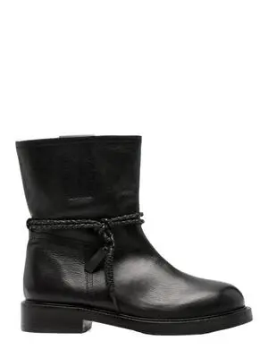 ZOLFO Braided-strap Leather Boots - Black