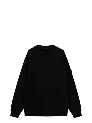 Stone Island 6100069 Stretch Cotton Fleece_s.i. Ghost Comfort-fit Crewneck Sweatshirt - Black