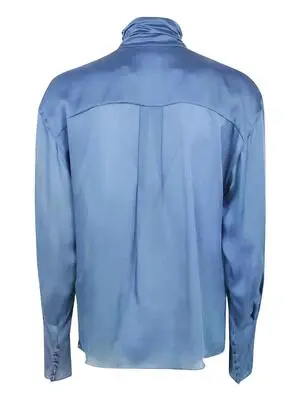 Balmain Pussy-bow Draped Silk Blouse - Blue