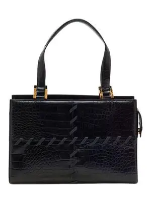 SAINT LAURENT Croc-embossed Leather Tote Bag