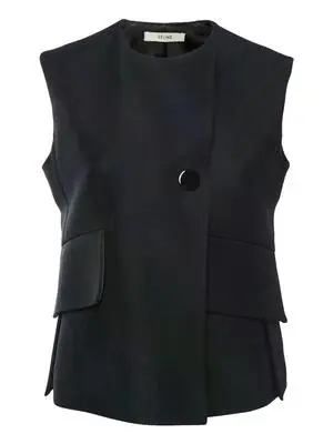 Celine Asymmetric Sleeveless Vest - Black