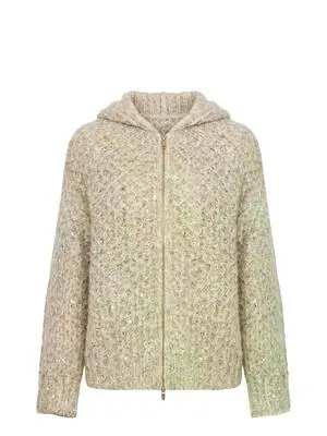 Peserico Sequin-embellished Chunky-knit Hoodie - Neutrals