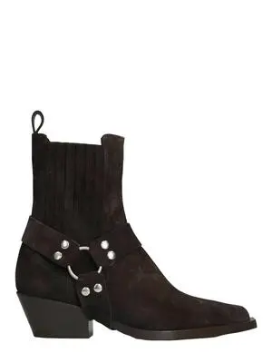 BIBI LOU Harness-detail Suede Cowboy Boots - Brown