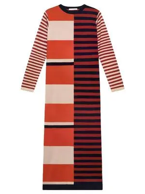 Malìparmi Rhythm Block Intarsia-knit Long-sleeved Maxi Dress - Red