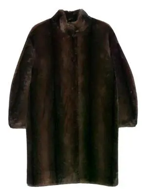 BETTA CORRADI Faux-fur Funnel-neck Coat - Brown