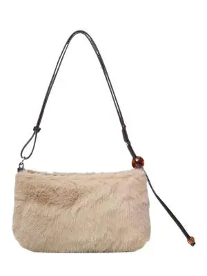 V°73 Faux-fur Logo-plaque Shoulder Bag - Neutrals