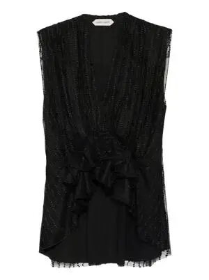 Alberta Ferretti Ruffled-hem Top Black