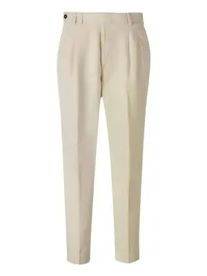 PT TORINO Pleated Turn-up Trousers - Neutrals