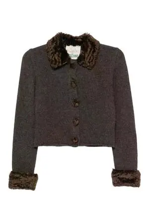 Moschino 2000s Faux-fur Trim Jacket Brown