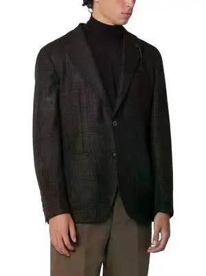 SANTANIELLO Check-pattern Wool Blazer - Brown