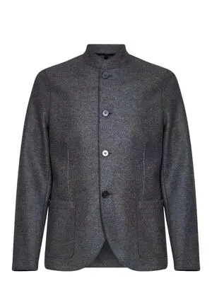 Harris Wharf London Nehru Mandarin-collar Virgin-wool Jacket - Grey