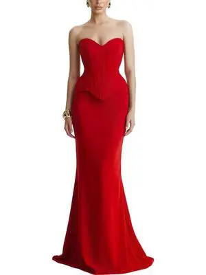 BENEDETTO High-waisted Maxi Skirt - Red