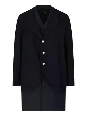 Comme Des Garçons Layered Pearl-button Coat - Black