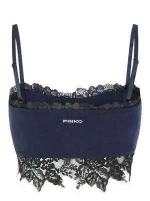 Pinko Lace-trim Knitted Top Blue