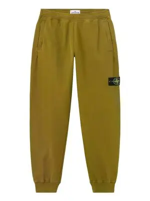 Stone Island 6200012 Brushed Organic Cotton Fleece Regular-fit Joggers With Ribbed Cuffs - Green