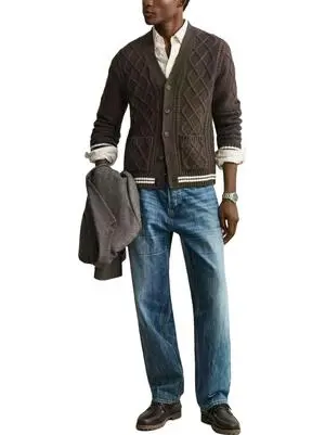 Gant Cable-knit Wool Cardigan - Brown
