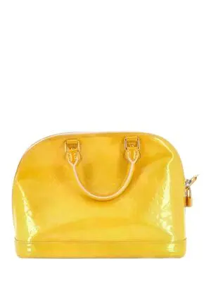 LOUIS VUITTON Alma Handbag Monogram Vernis Pm Satchel Yellow
