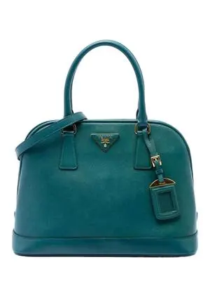 Prada 2010-2026 Medium Saffiano Lux Open Promenade Satchel - Blue