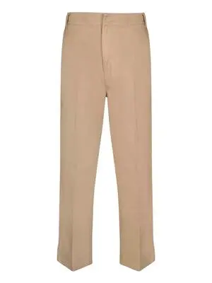 AMI Paris Logo-patch Straight-leg Trousers - Neutrals