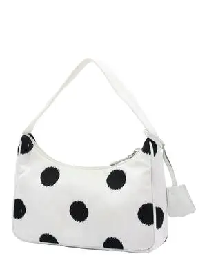 Prada 2019-2026 Mini Re Nylon Polka Dot Re Edition 2000 Shoulder Bag - Black