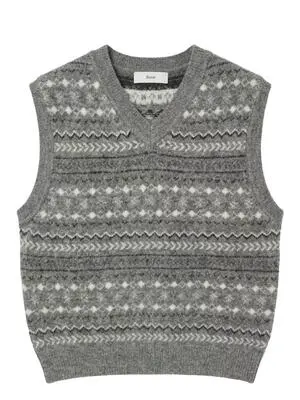 DUNST V-neck Knitted Vest - Grey