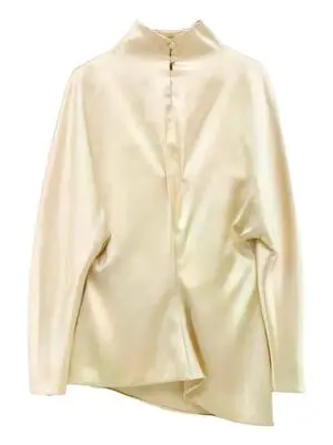 KHAITE Asymmetric-hem Satin Blouse