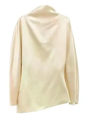KHAITE Harlow Asymmetric-hem Satin Blouse