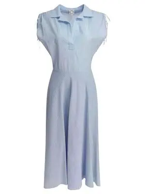 INES DE LA FRESSANGE PARIS Striped Seersucker Midi Dress - Blue