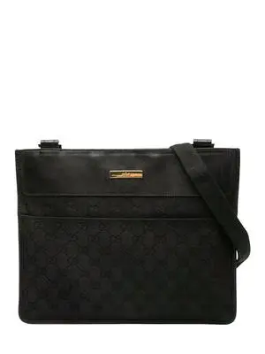Gucci 2000-2015 Gg Canvas And Calfskin Crossbody Bag - Black
