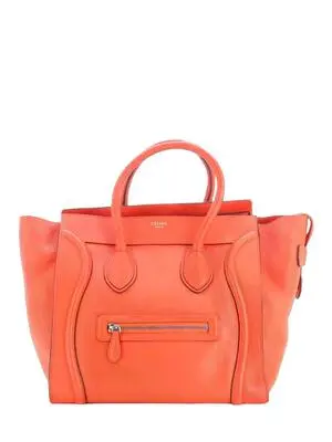Celine Luggage Bag Grainy Leather Mini Tote Bag - Red