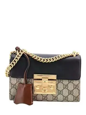Gucci Padlock Shoulder Bag Gg Coated Canvas And Leather Small Crossbody Bag - Black