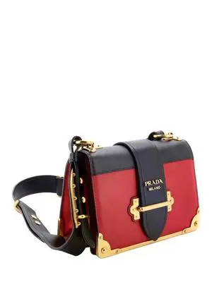 Prada Cahier Leather And Saffiano Leather Small Crossbody Bag - Red