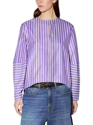 Liviana Conti Vertical-stripe Long-sleeve Blouse - Purple