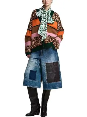 Essentiel Antwerp Leopard-pattern Print Colour-block Cardigan - Brown